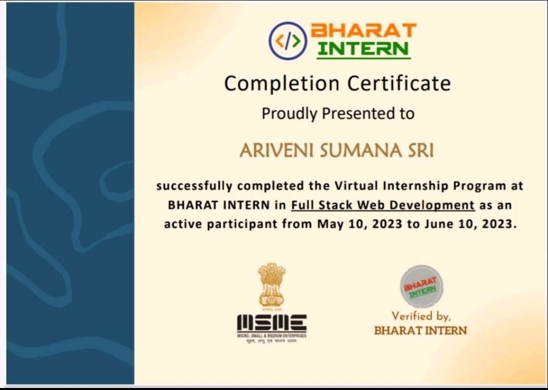 Sumana Sri | Web Application Developer Sumana Sri | Web Application Developer
